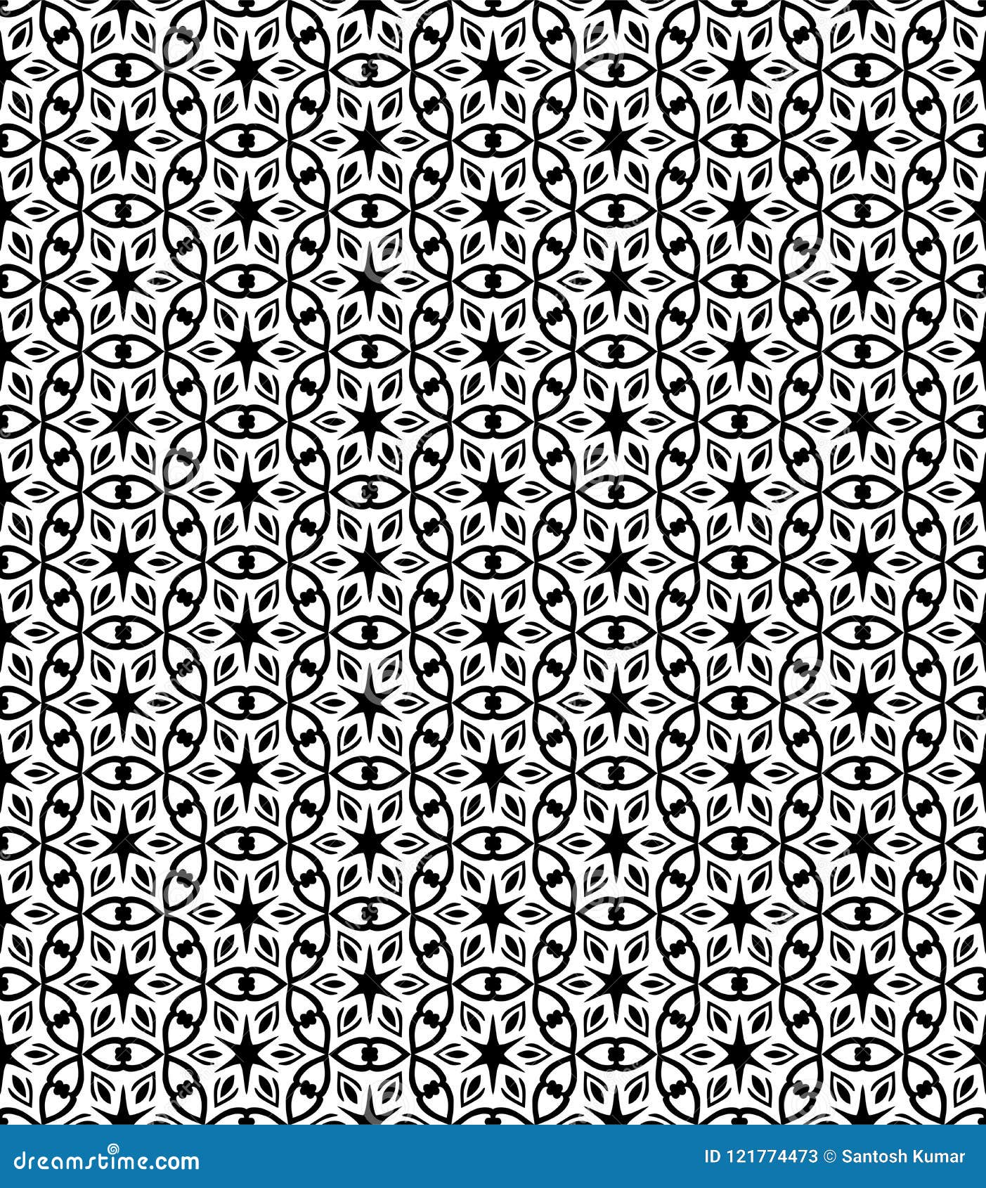 Seamless Pattern Black and White Stock Vector - Illustration of ethnic ...