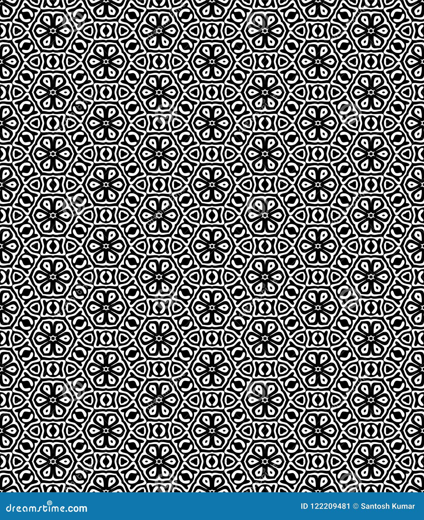Seamless Pattern Black and White Stock Vector - Illustration of textile ...
