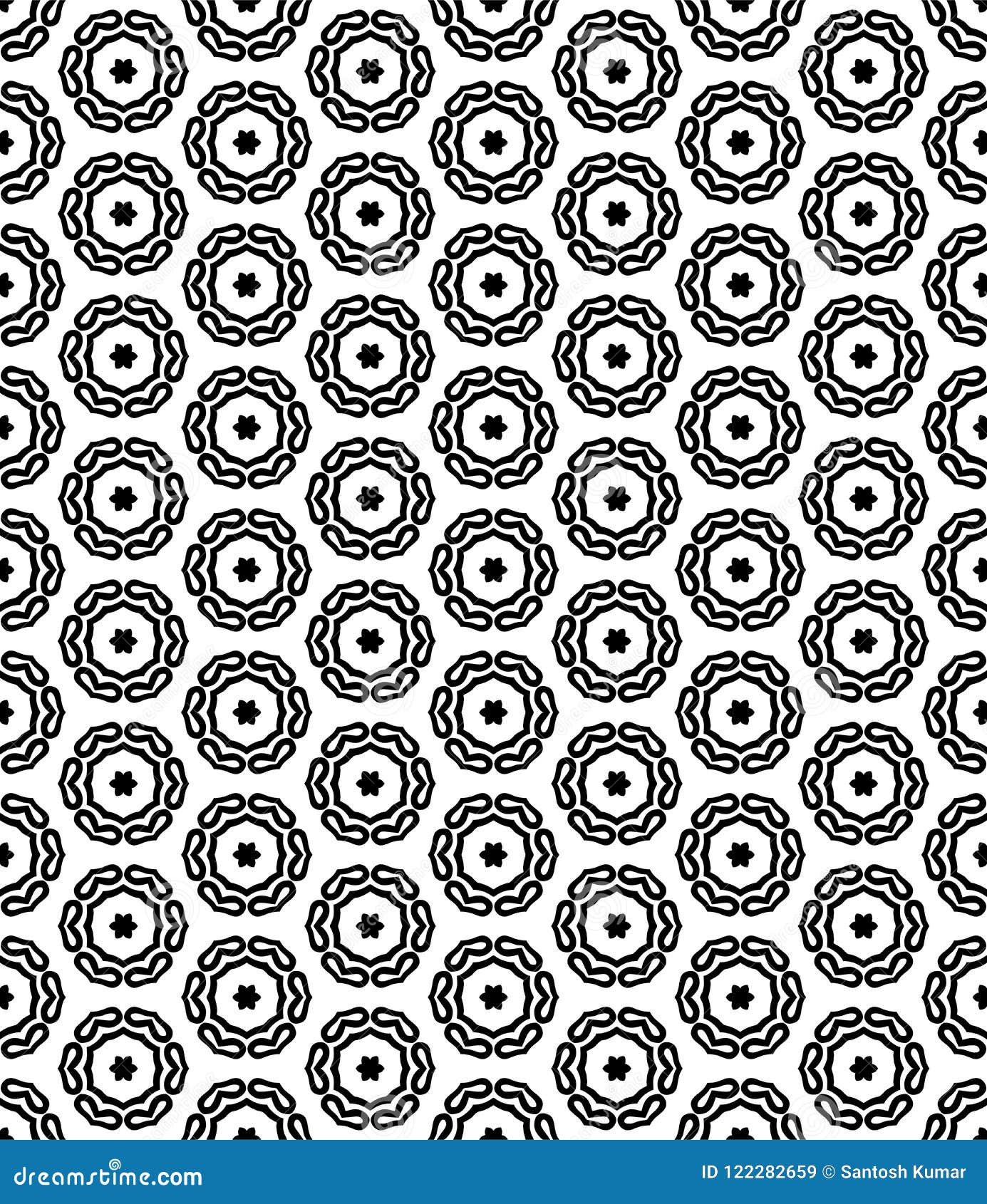Seamless Pattern Black and White Stock Vector - Illustration of endless ...