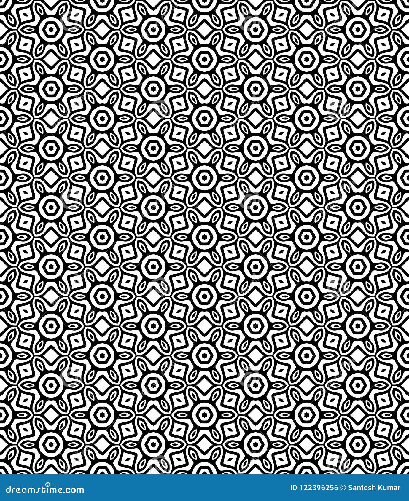 Seamless Pattern Black and White Stock Vector - Illustration of ...