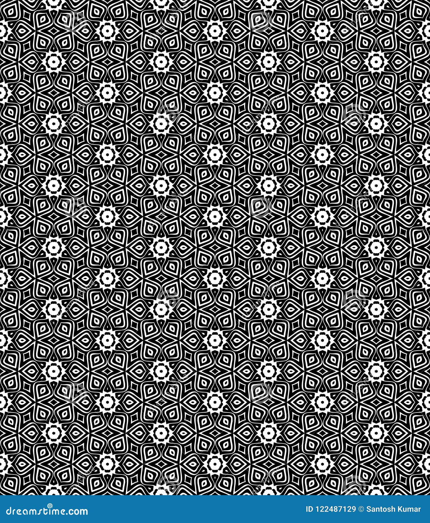 Seamless Pattern Black and White Stock Vector - Illustration of lattice ...