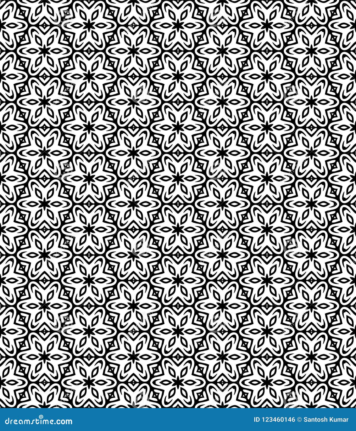 Seamless Pattern Black and White Stock Vector - Illustration of textile ...