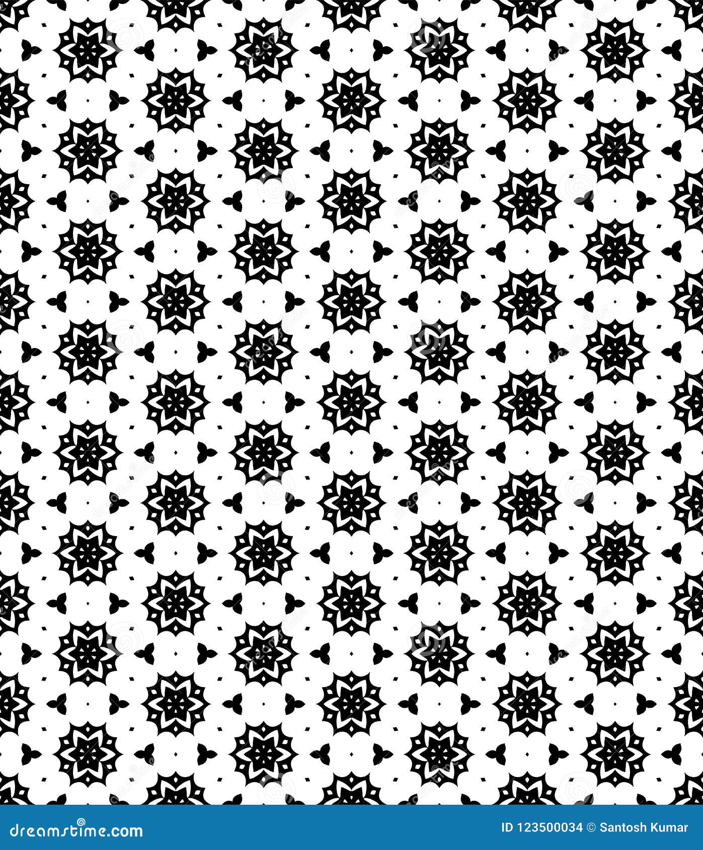 Seamless Pattern Black and White Stock Vector - Illustration of textile ...