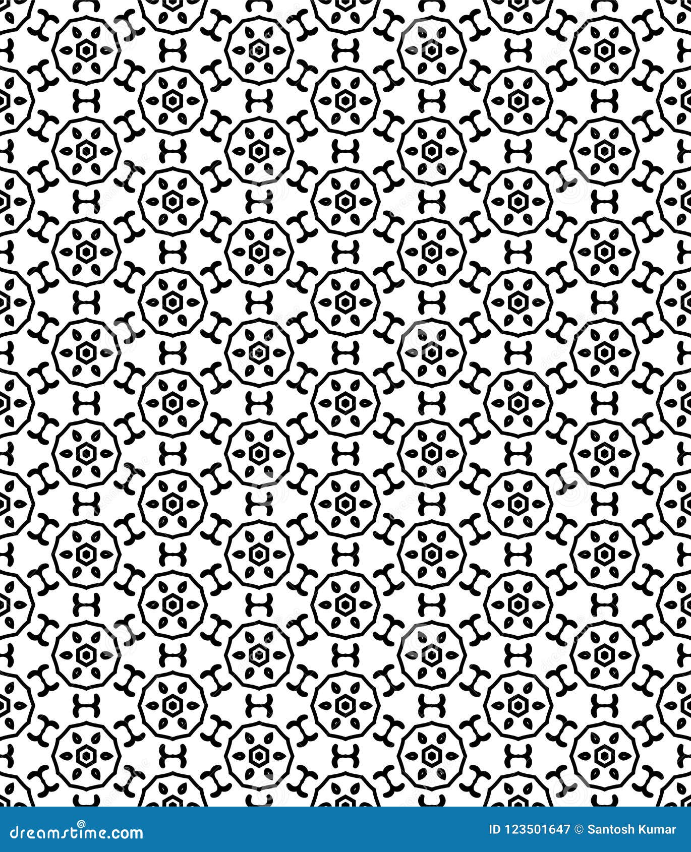 Seamless Pattern Black and White Stock Vector - Illustration of ...