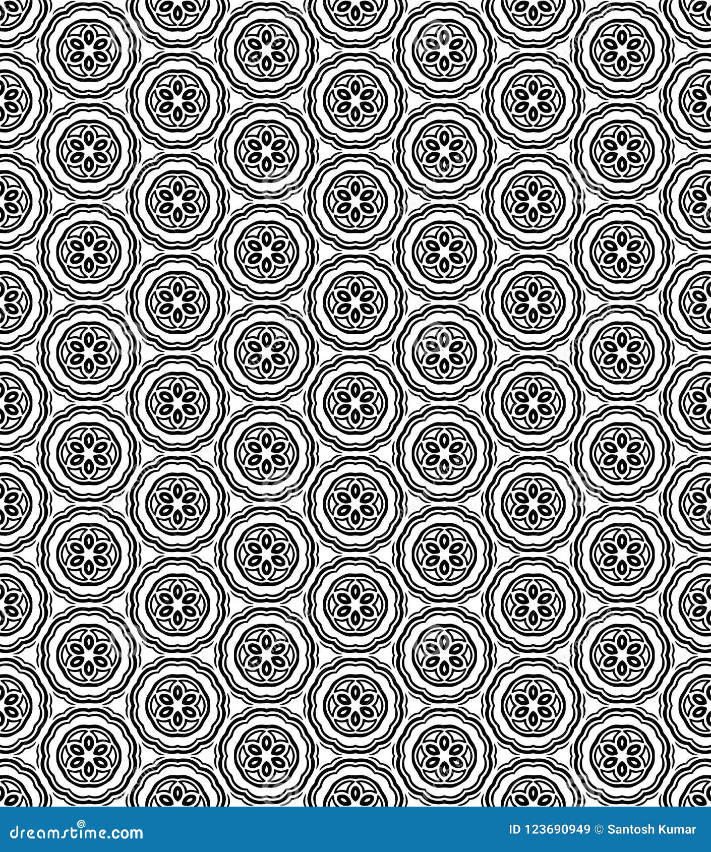 Seamless Pattern Black and White Stock Vector - Illustration of ...