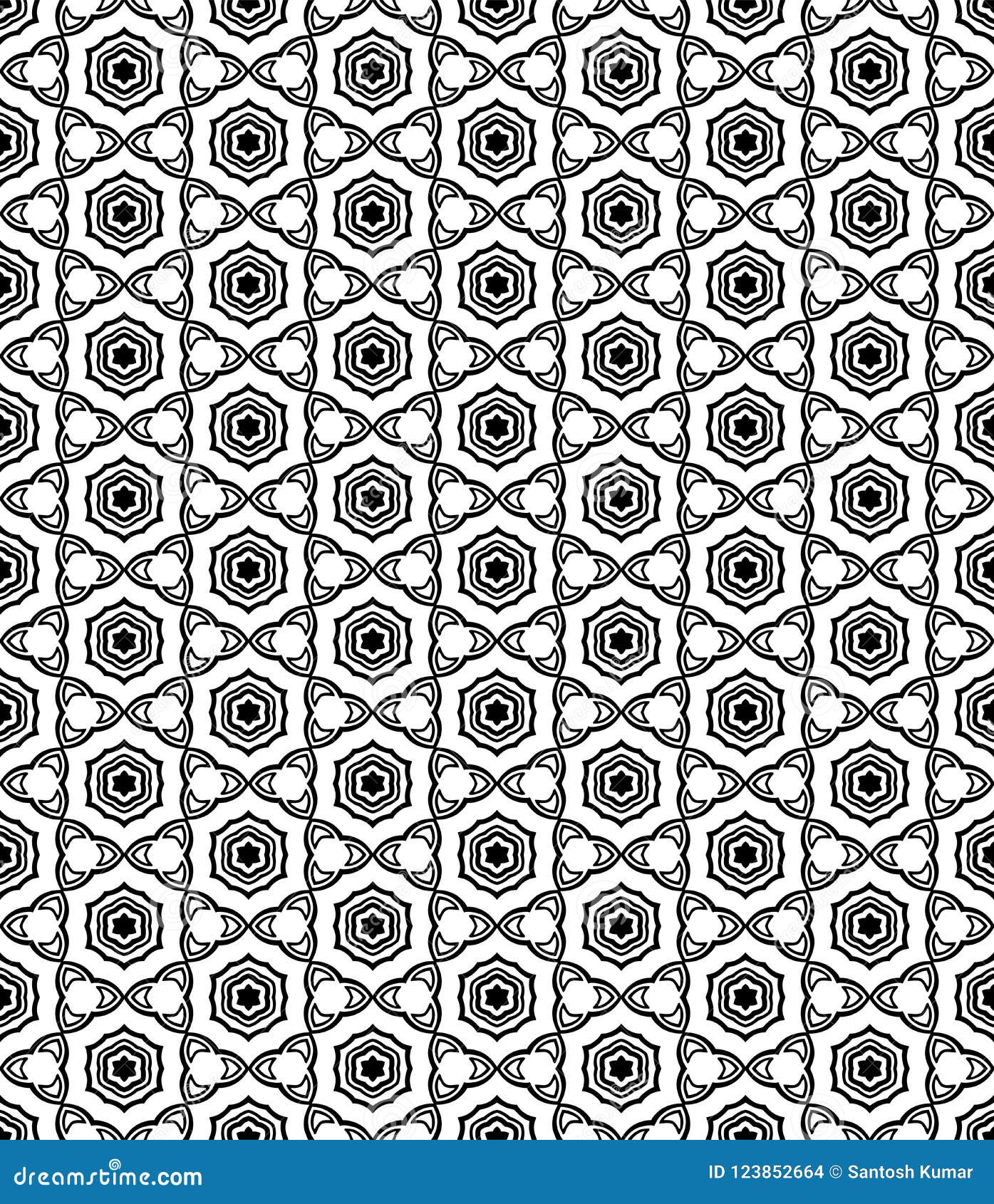 Seamless Pattern Black and White Stock Vector - Illustration of ethnic ...