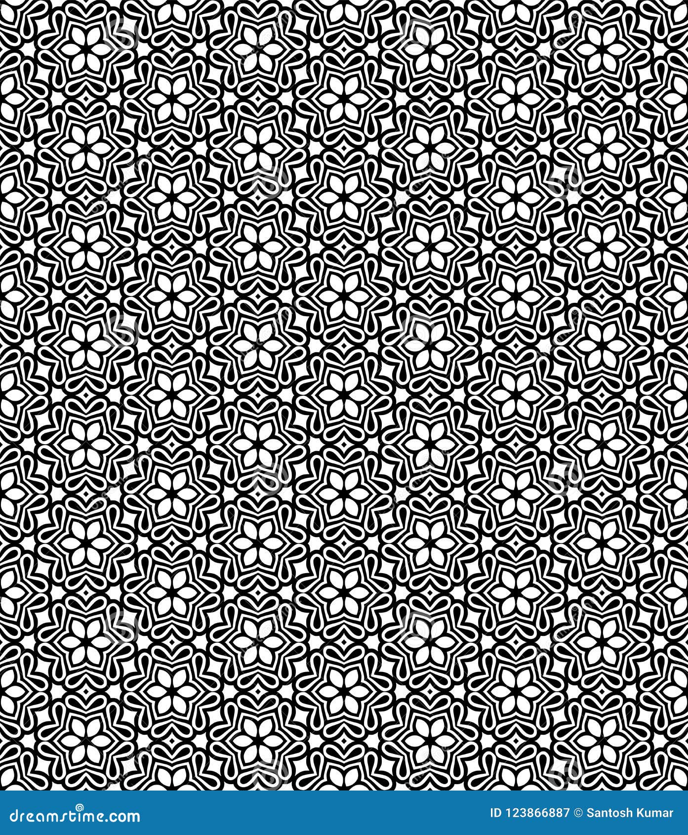 Seamless Pattern Black and White Stock Vector - Illustration of ethnic ...