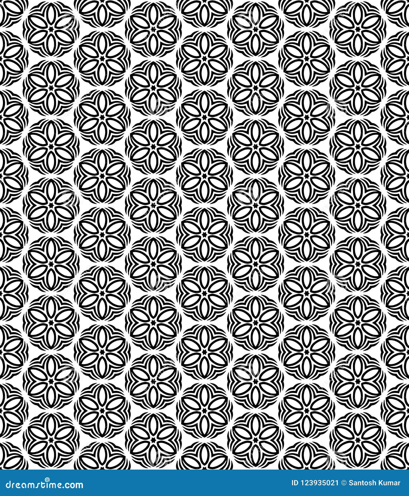 Seamless Pattern Black and White Stock Vector - Illustration of ...