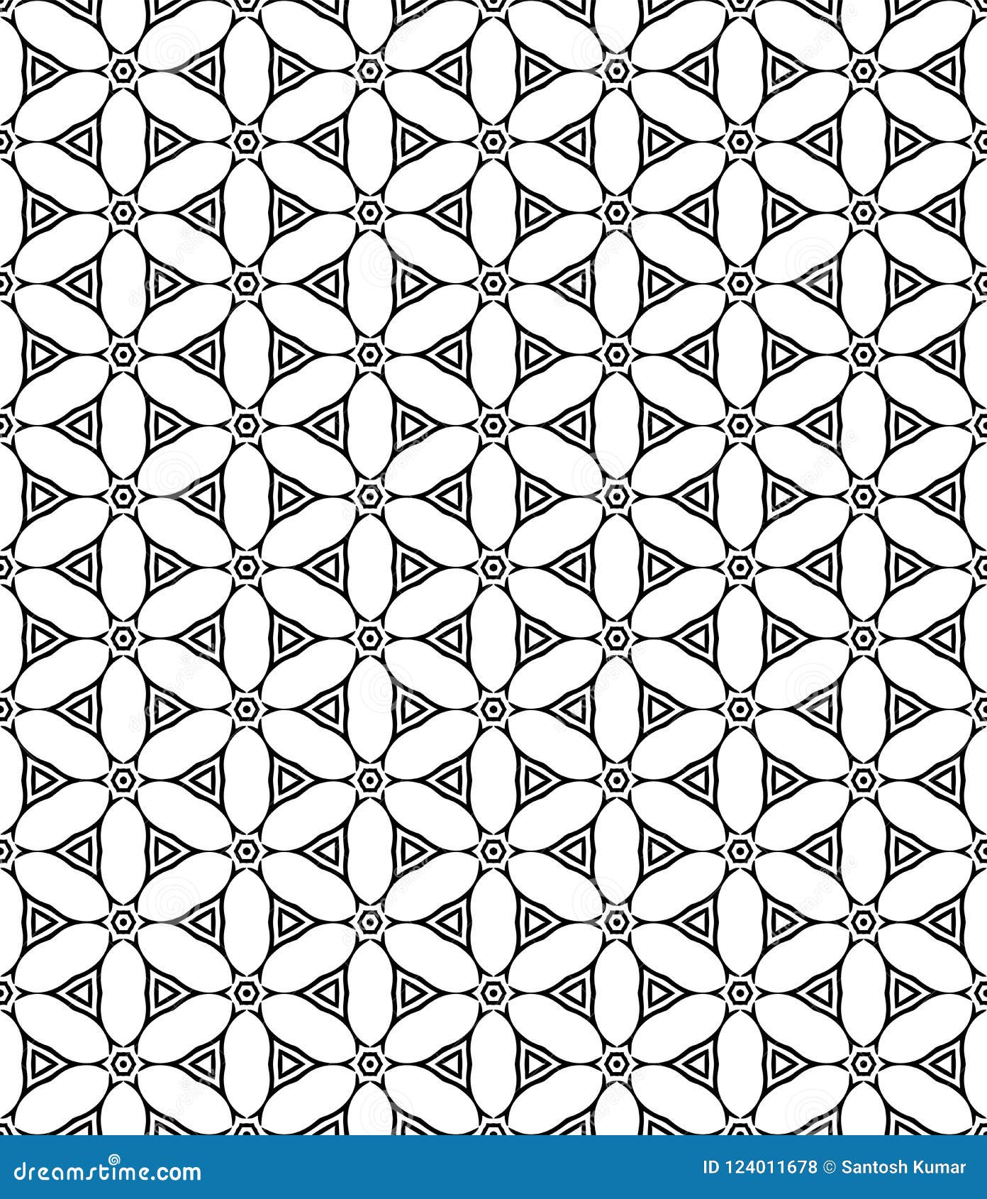 Seamless Pattern Black and White Stock Vector - Illustration of print ...