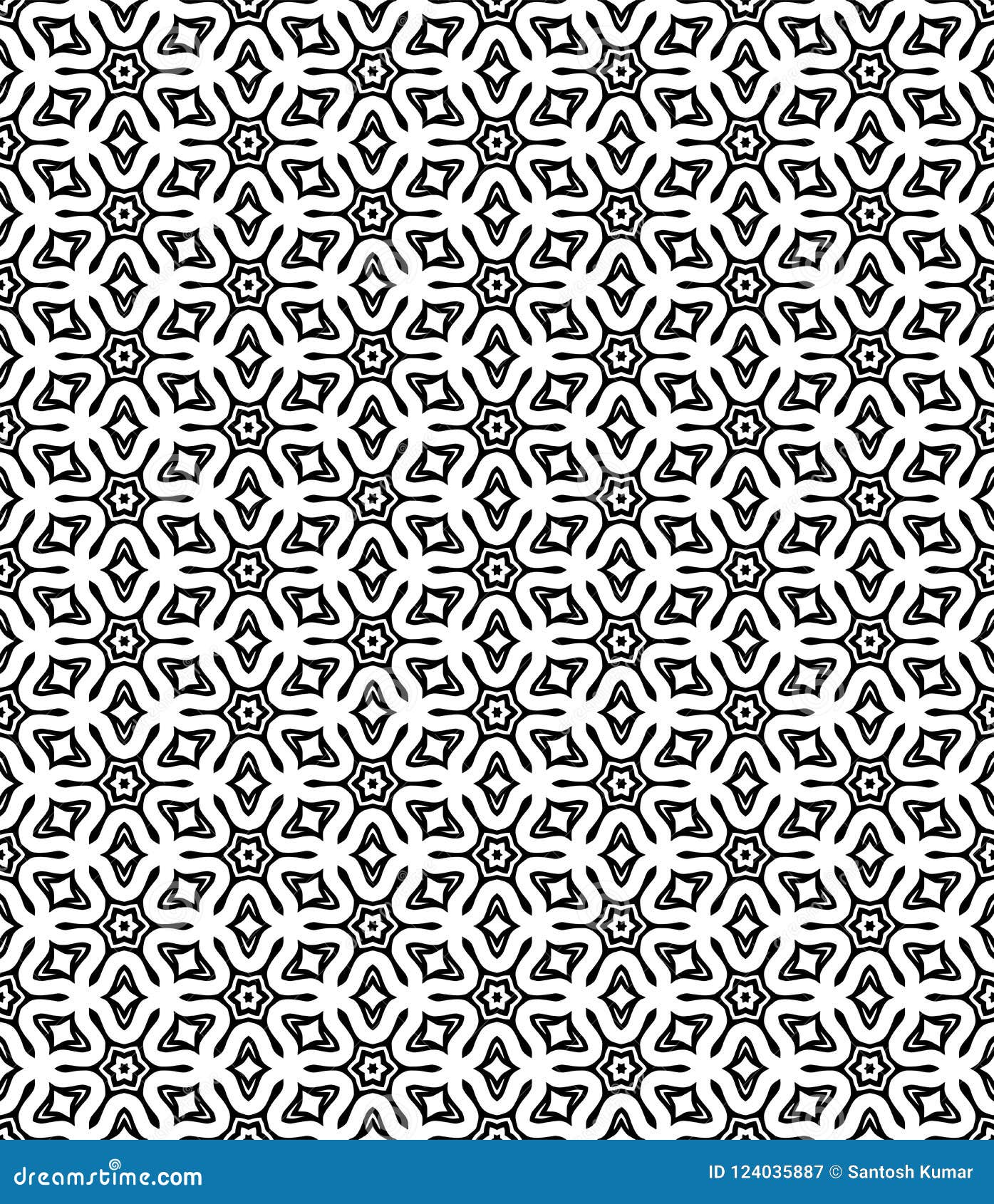 Seamless Pattern Black and White Stock Vector - Illustration of design ...