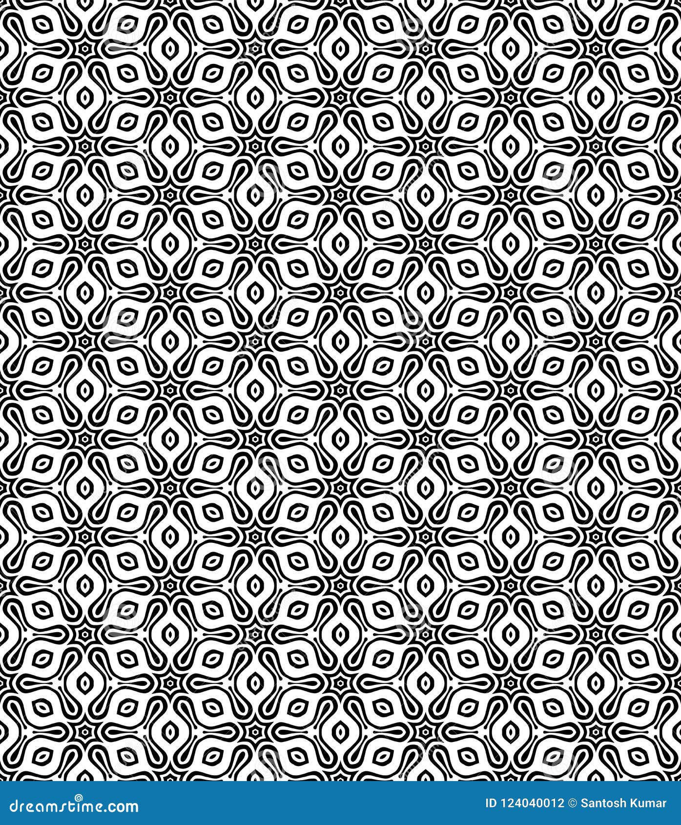 Seamless Pattern Black and White Stock Vector - Illustration of white ...