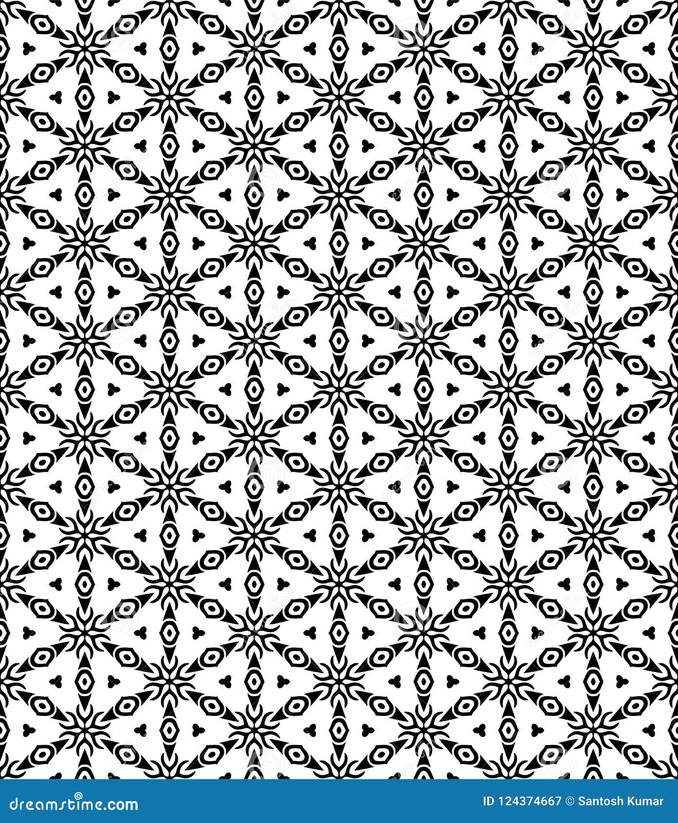Seamless Pattern Black and White Stock Vector - Illustration of print ...