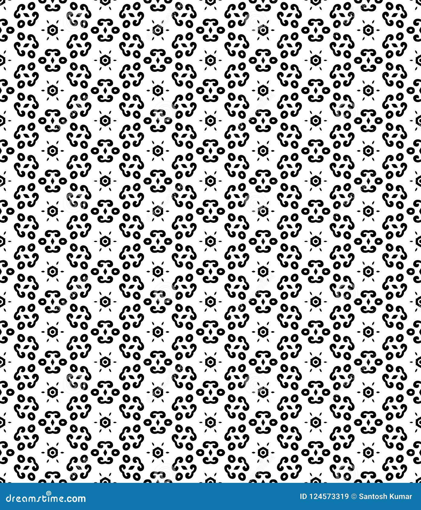 Seamless Pattern Black and White Stock Vector - Illustration of white ...