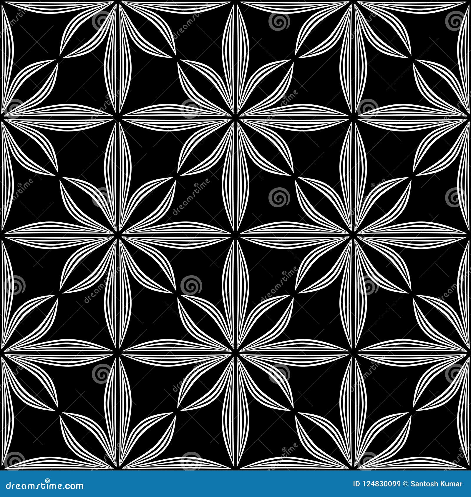 Seamless Pattern Black and White Stock Vector - Illustration of ethnic ...