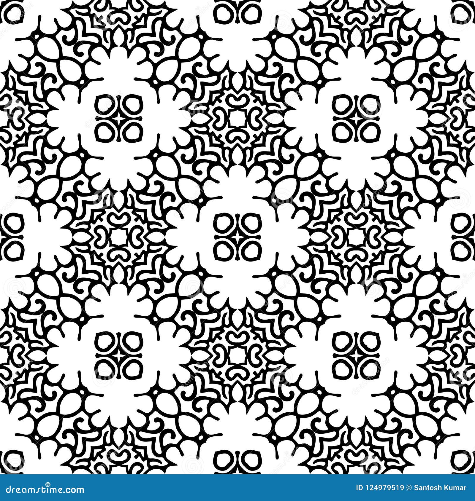 Seamless Pattern Black and White Stock Vector - Illustration of ...