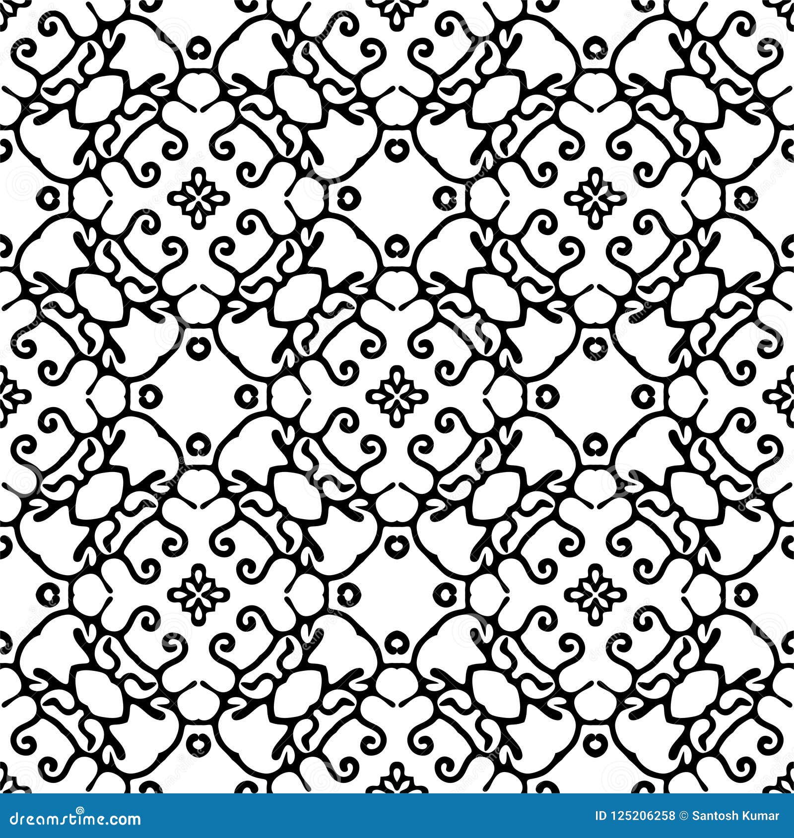 Seamless Pattern Black and White Stock Vector - Illustration of ...