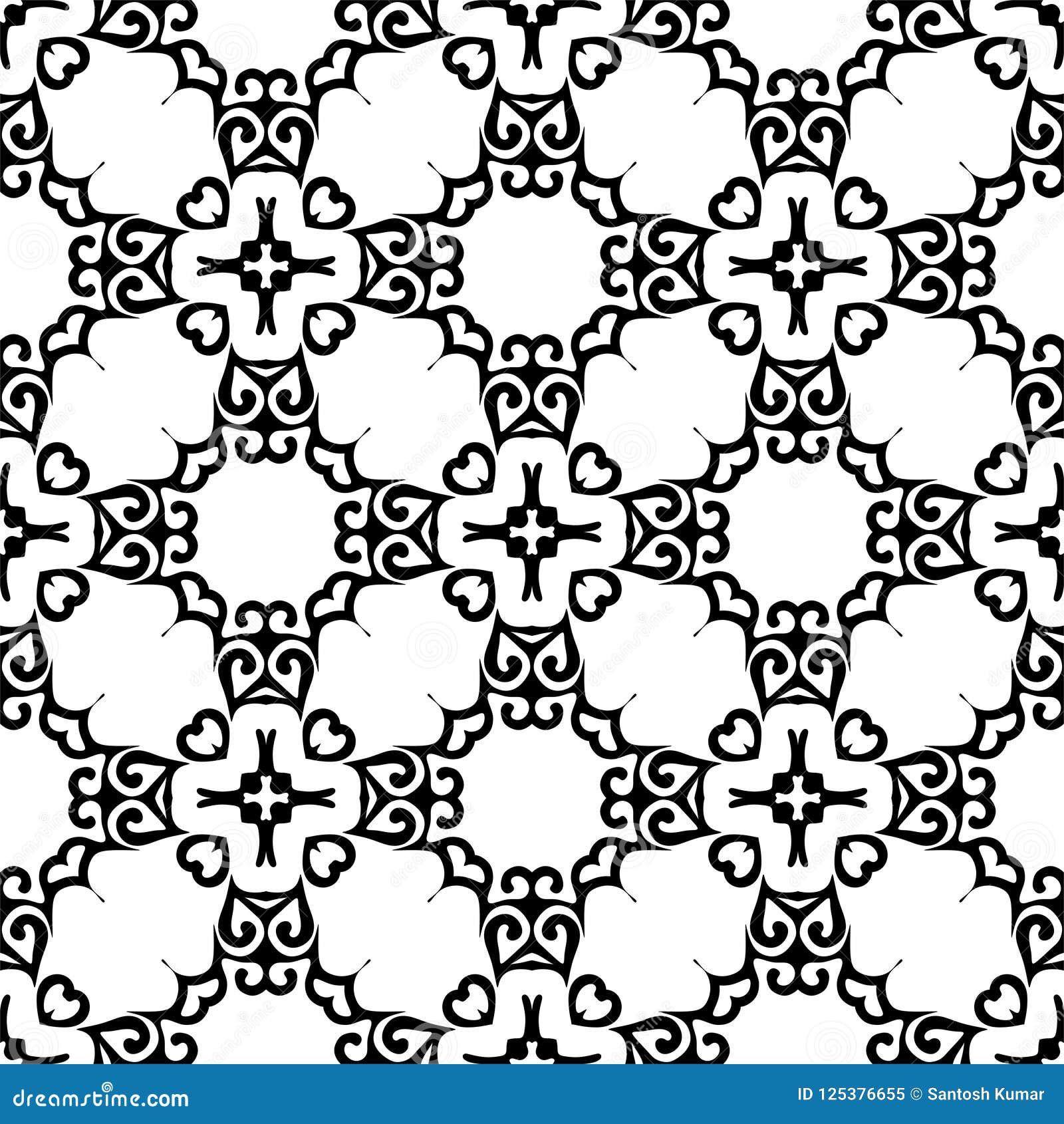 Seamless Pattern Black and White Stock Vector - Illustration of ...
