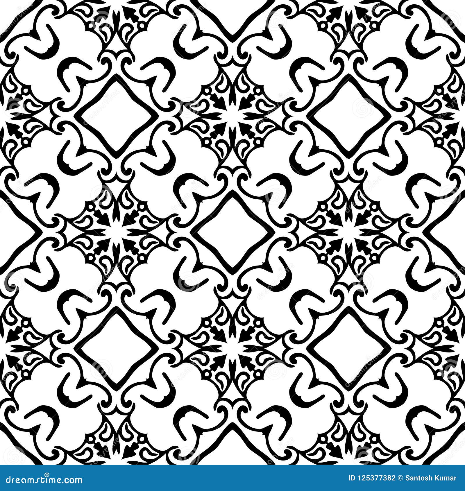 Seamless Pattern Black and White Stock Vector - Illustration of ...