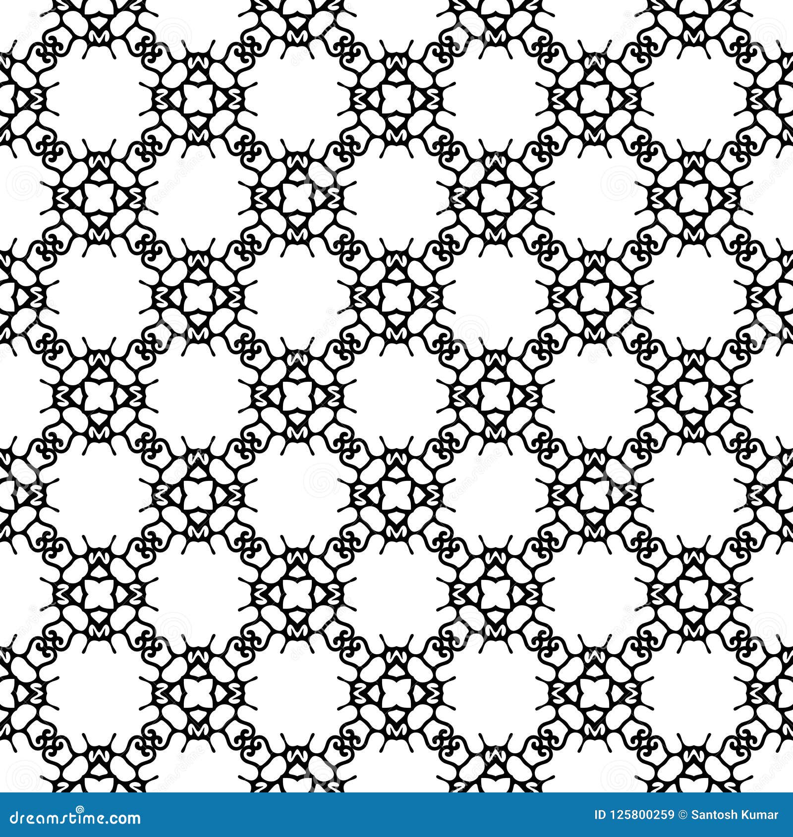 Seamless Pattern Black and White Stock Vector - Illustration of textile ...
