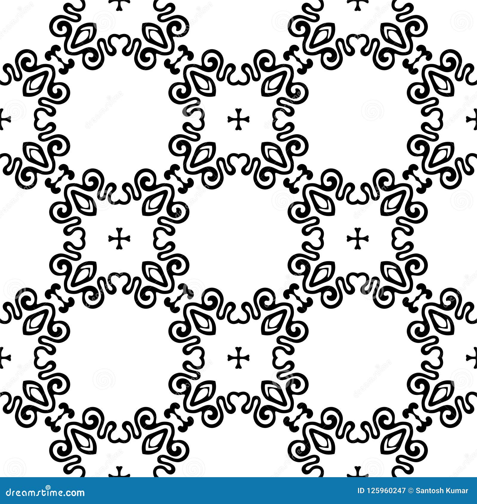 Seamless Pattern Black and White Stock Vector - Illustration of ...
