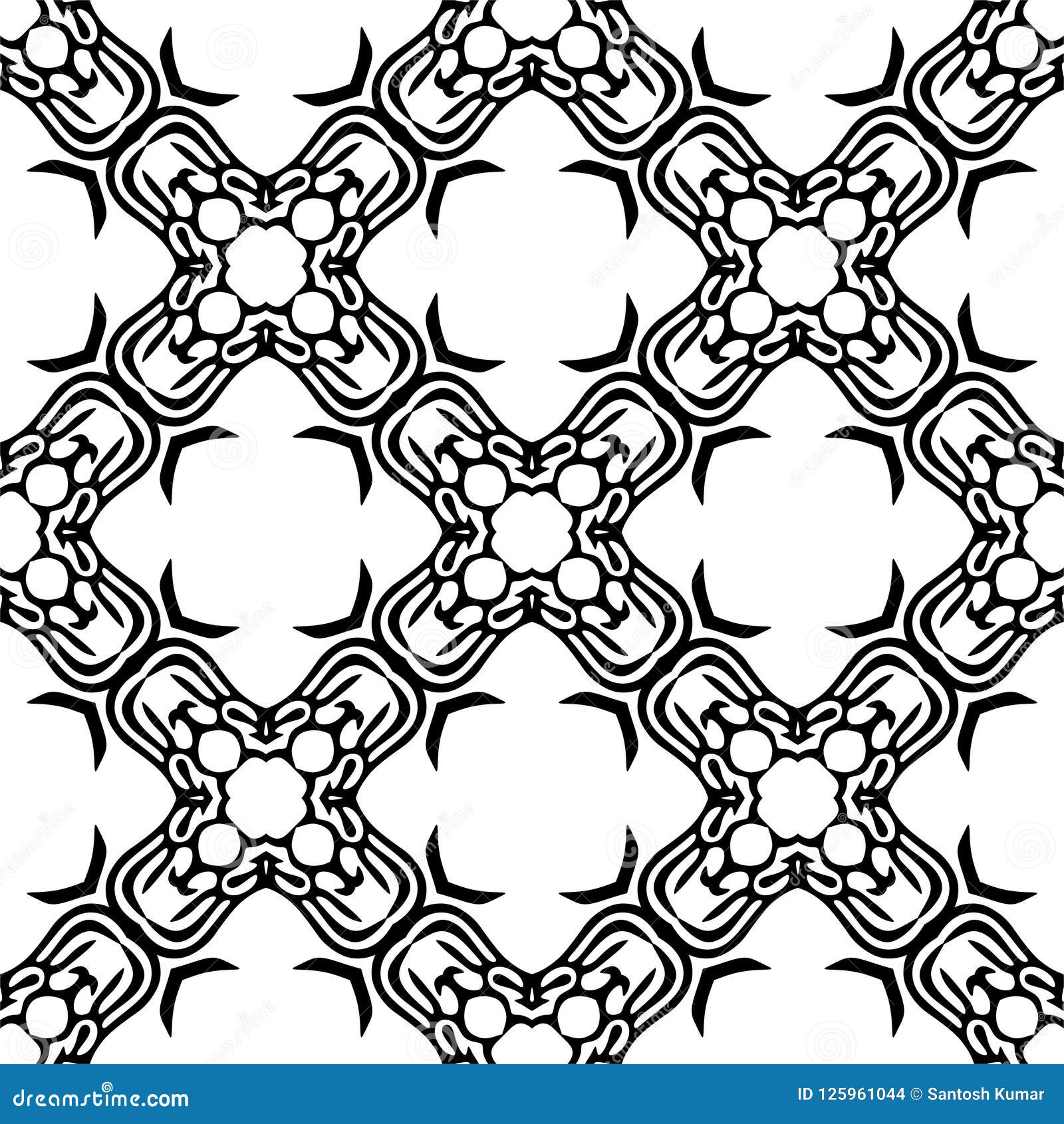 Seamless Pattern Black and White Stock Vector - Illustration of print ...
