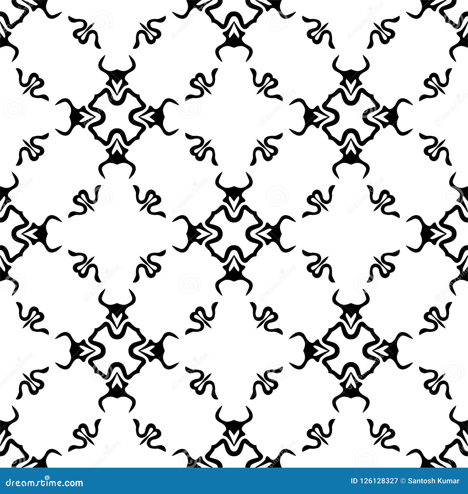 Seamless Pattern Black and White Stock Vector - Illustration of textile ...