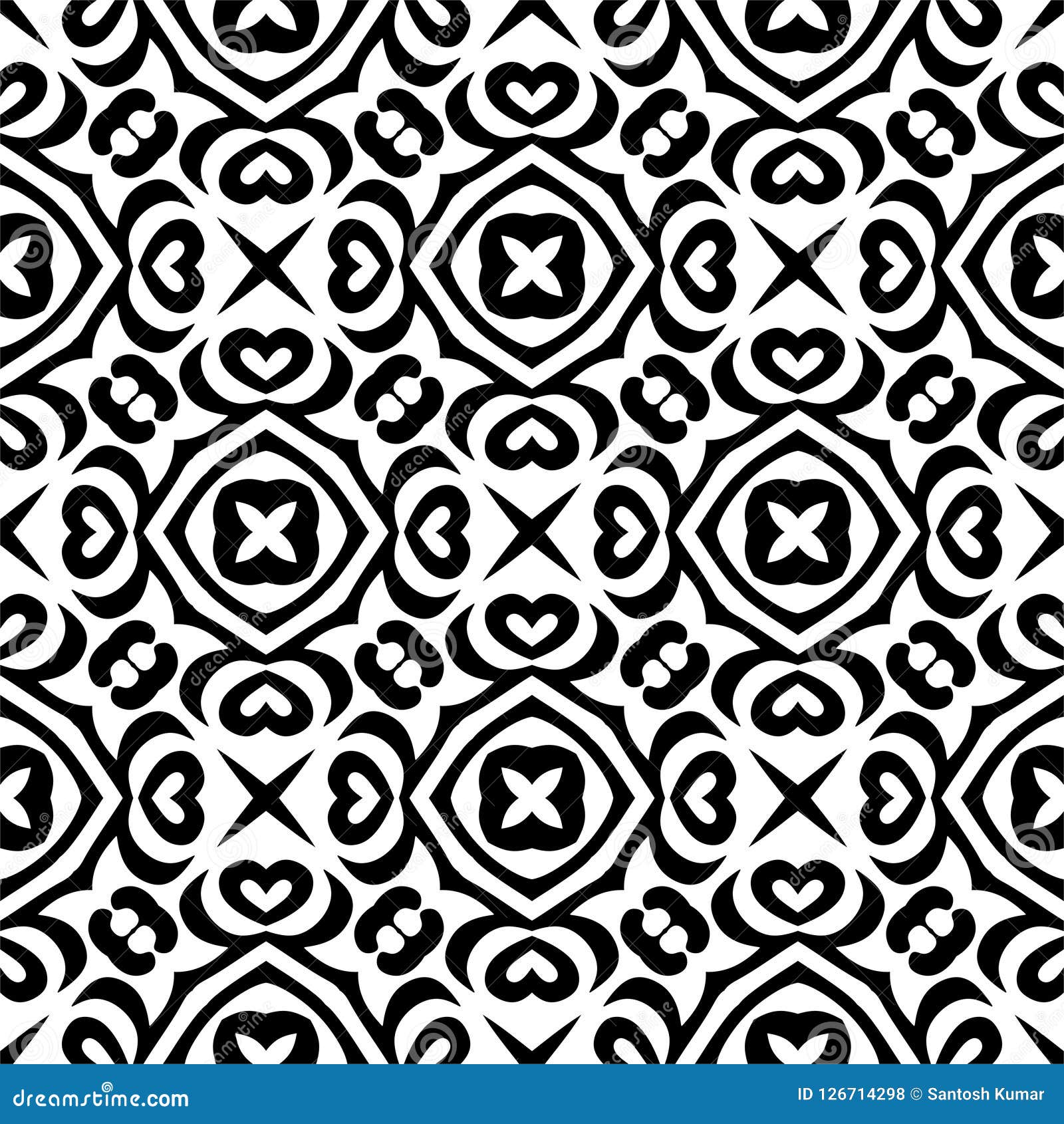 Seamless Pattern Black and White Stock Vector - Illustration of texture ...