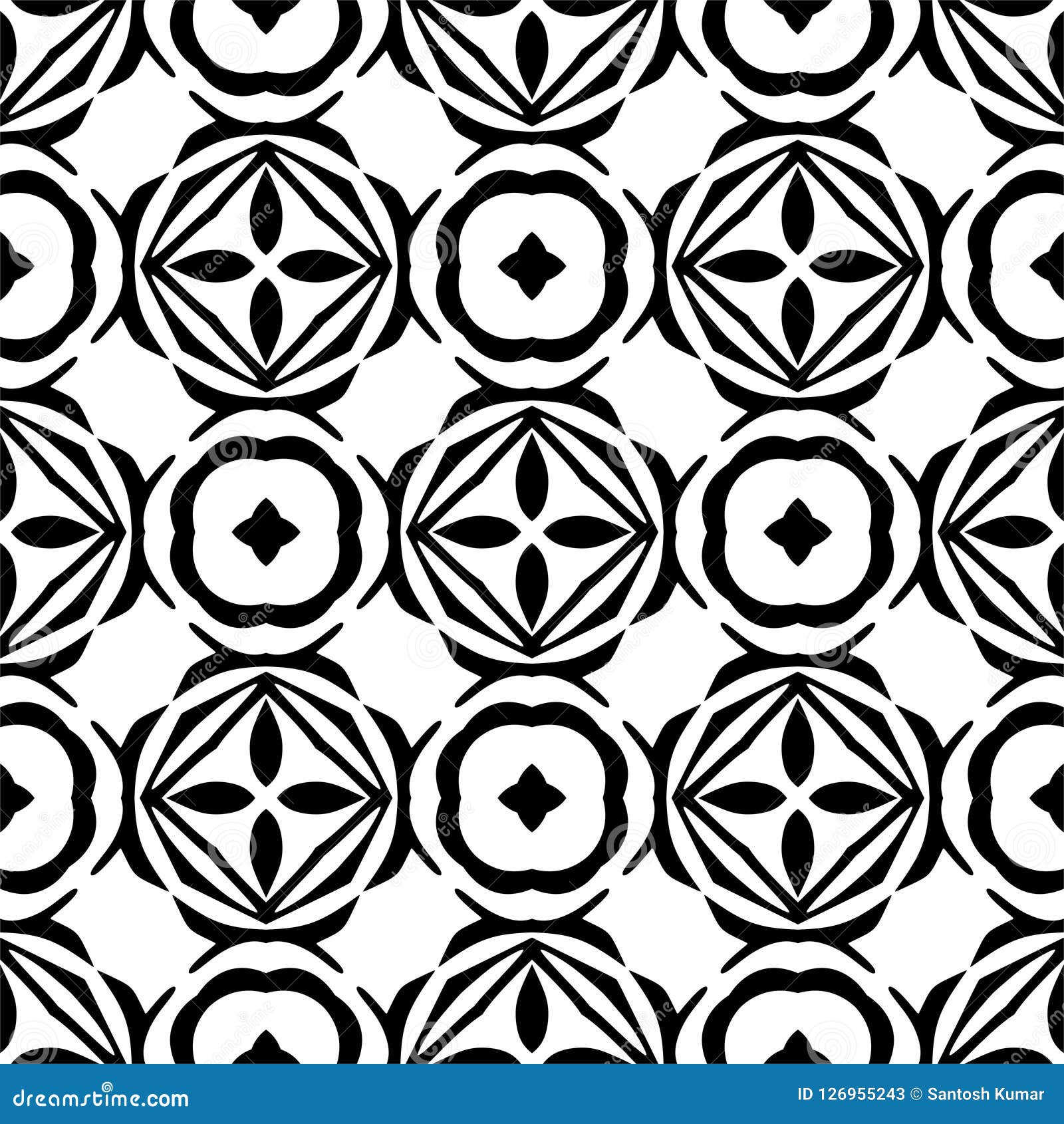 Seamless Pattern Black and White Stock Vector - Illustration of lattice ...