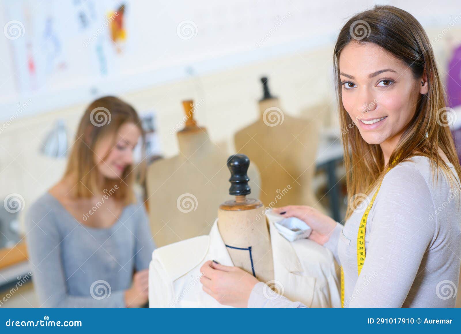 Seamstress dressing dummy stock photo. Image of female - 291017910