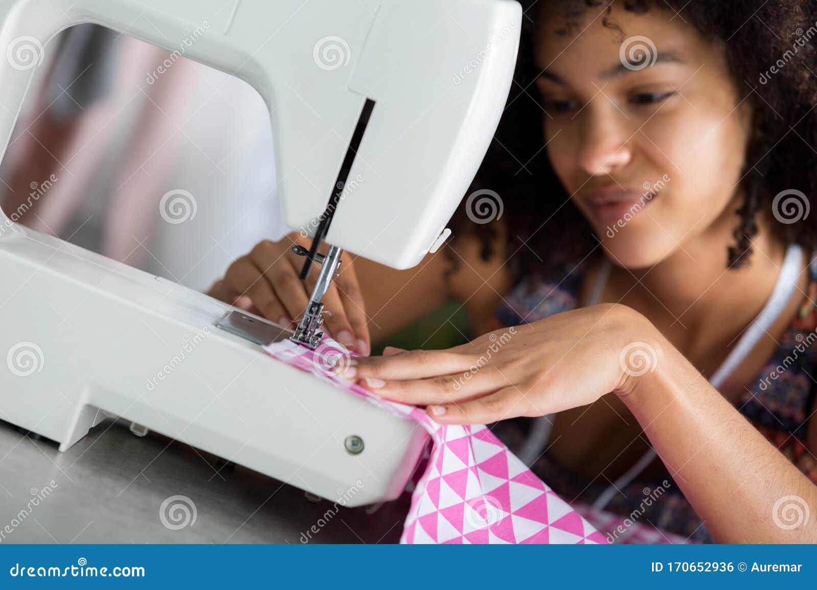 Seamstress with Sewing Machine Stock Photo - Image of lace, seamstress ...