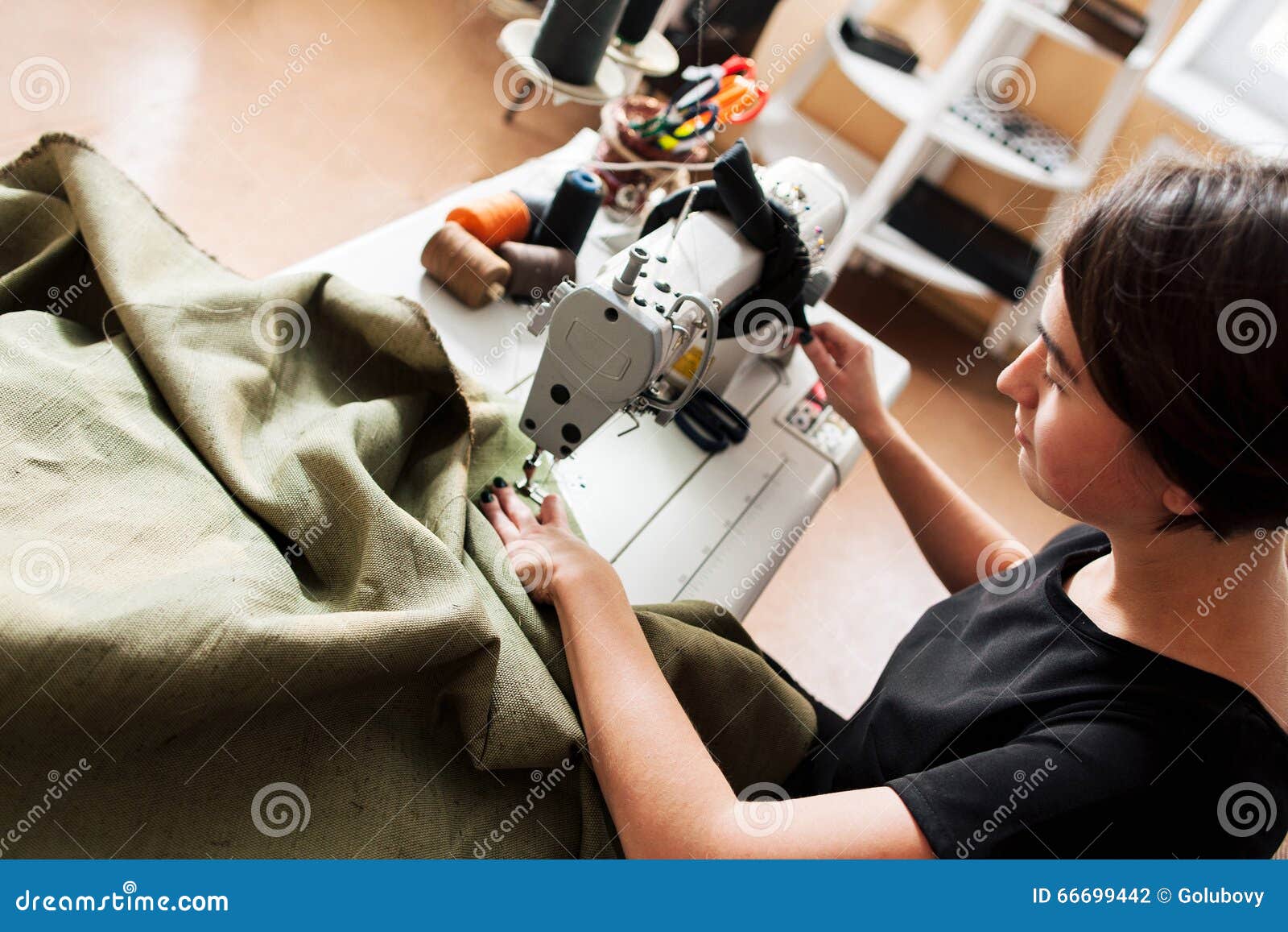 Seamstress Sews Clothes. Workplace of Tailor Stock Photo - Image of ...