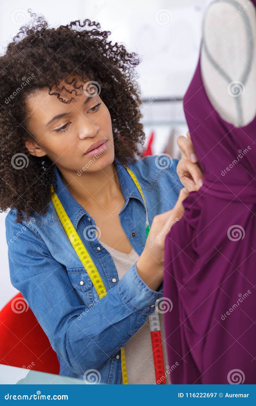 Seamstress in Studio Working with Mannequin Stock Image - Image of desk ...