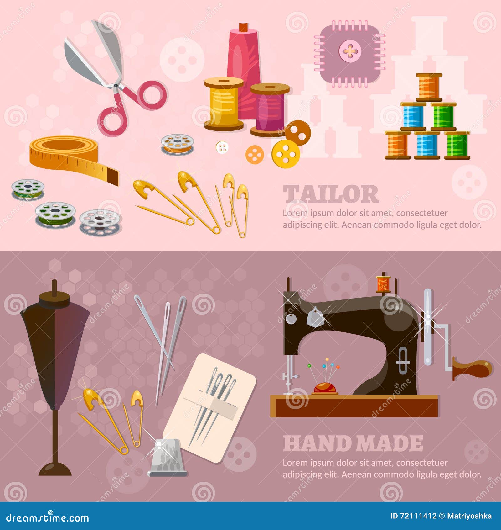 Seamstress and Tailor Banners Sewing Machine Stock Vector ...
