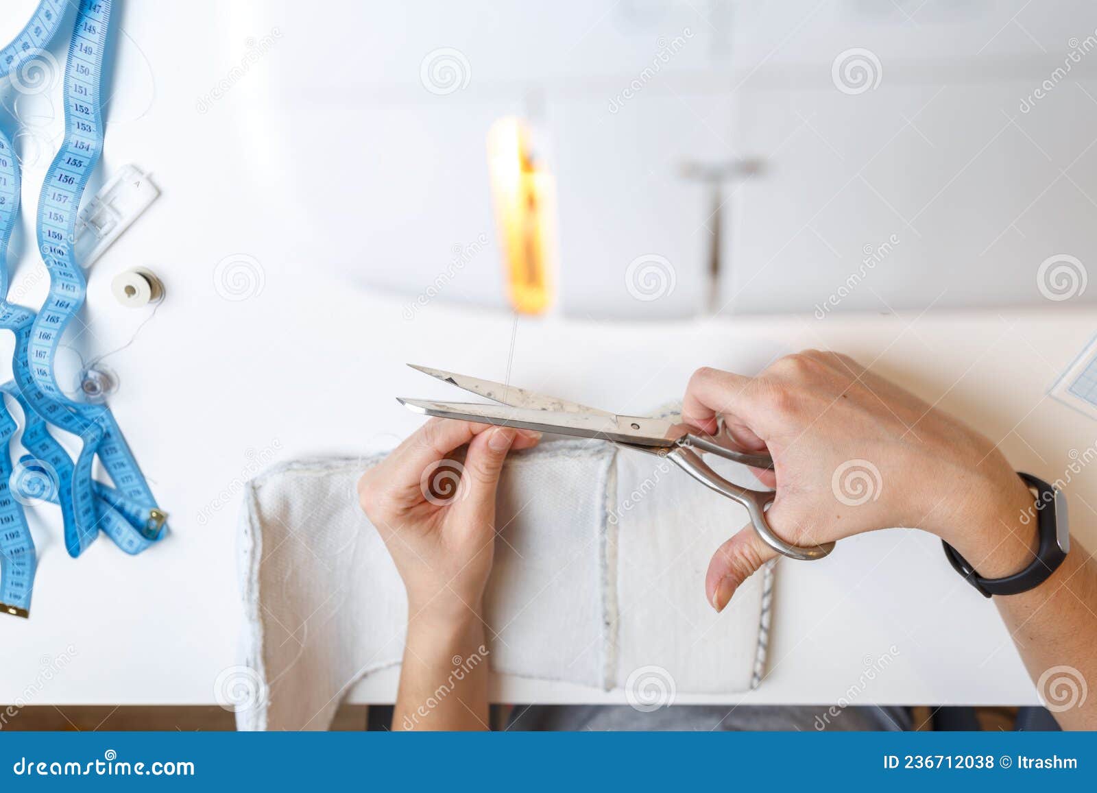 Seamstress Tailoring Boot on Sewing-machine Stock Photo - Image of girl ...