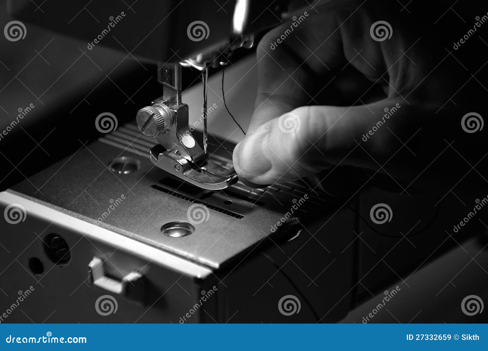 Seamstress Threading a Sewing Machine Stock Image - Image of manual ...