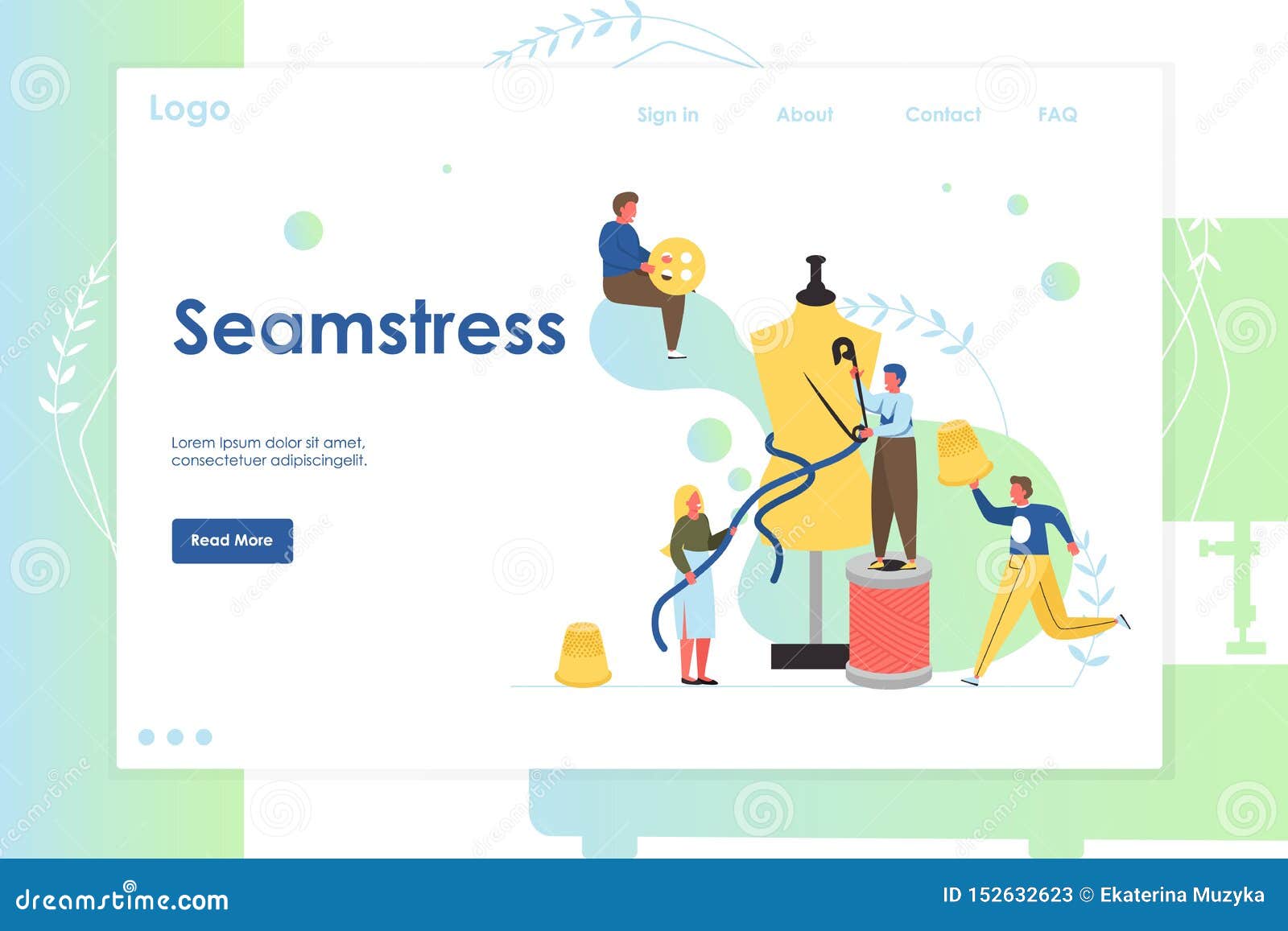 Seamstress Vector Website Template, Web Page And Landing Page Design ...