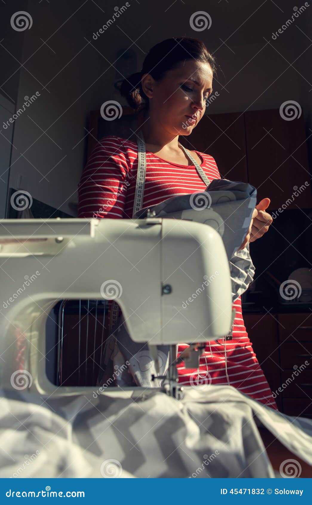 Seamstress Woman during Work Stock Photo - Image of material, female ...