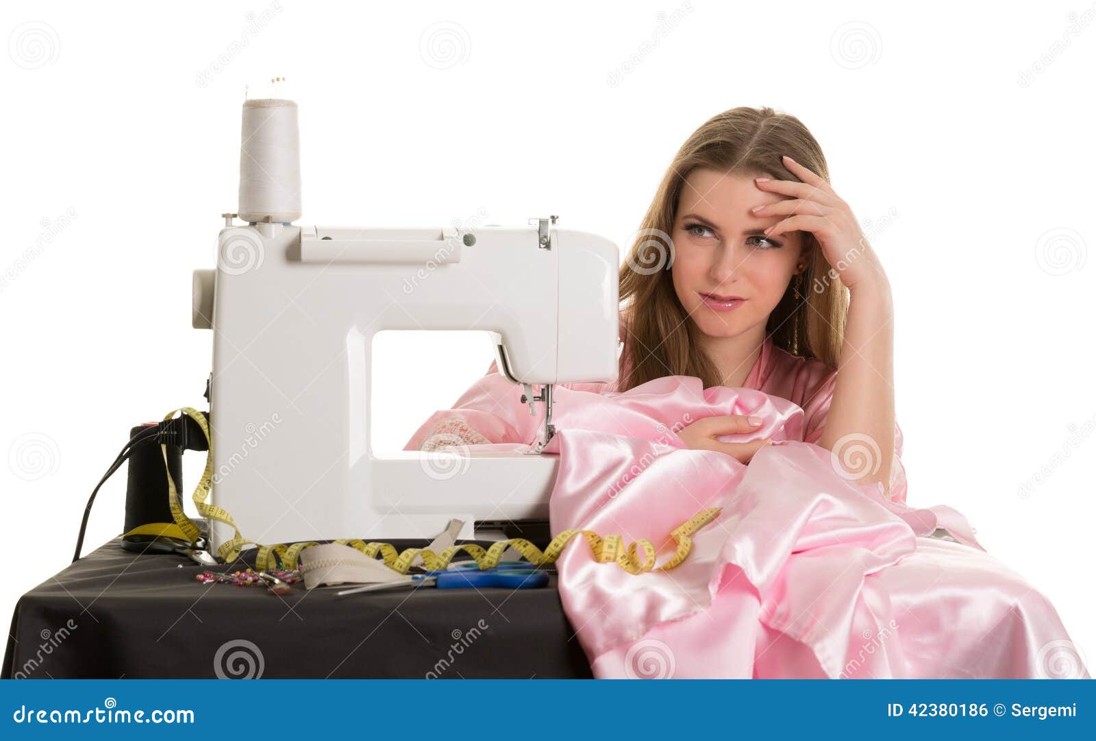 Seamstress at work stock photo. Image of shop, white - 42380186