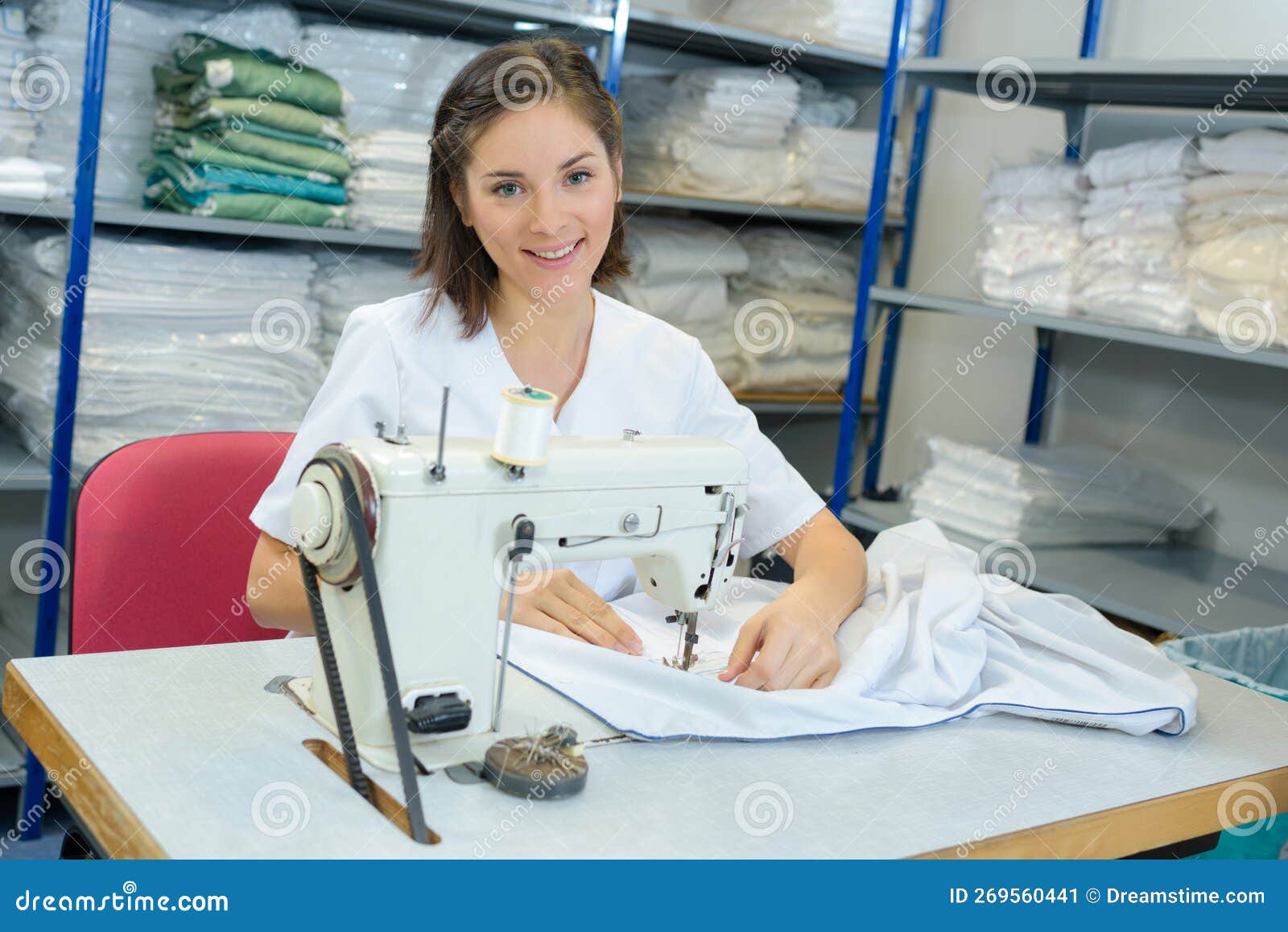 She seamstress at work stock image. Image of favtory - 269560441
