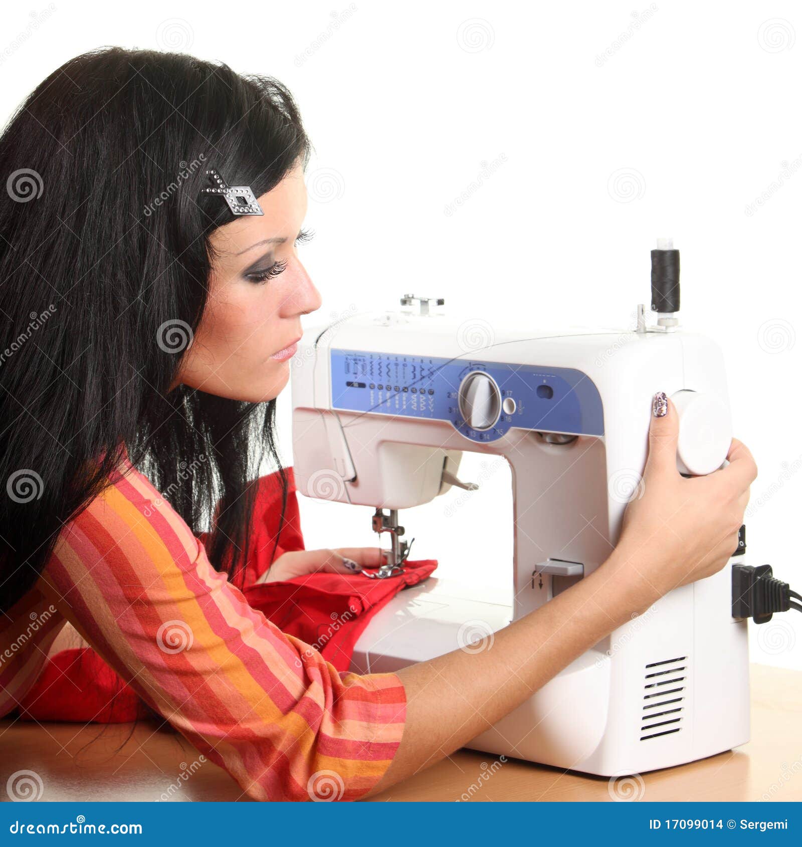 Seamstress Work on the Sewing-machine Stock Photo - Image of female ...