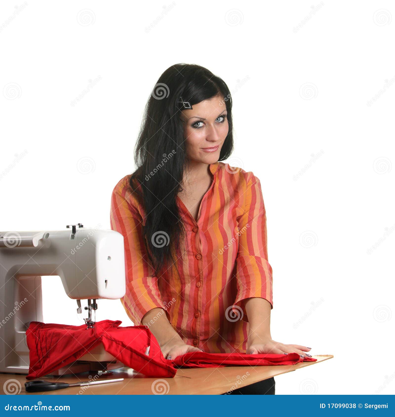 Seamstress Work on the Sewing-machine Stock Photo - Image of making ...