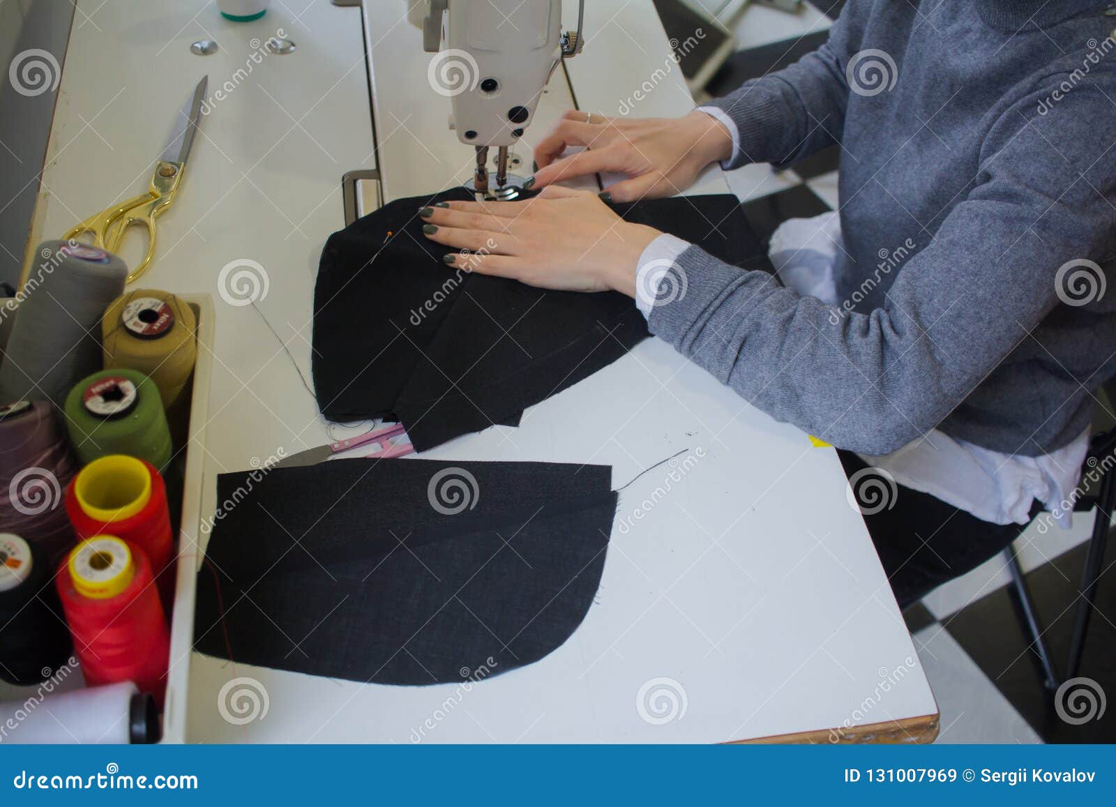 Seamstress Workshop , Processes of Tailor Working at Studio with ...