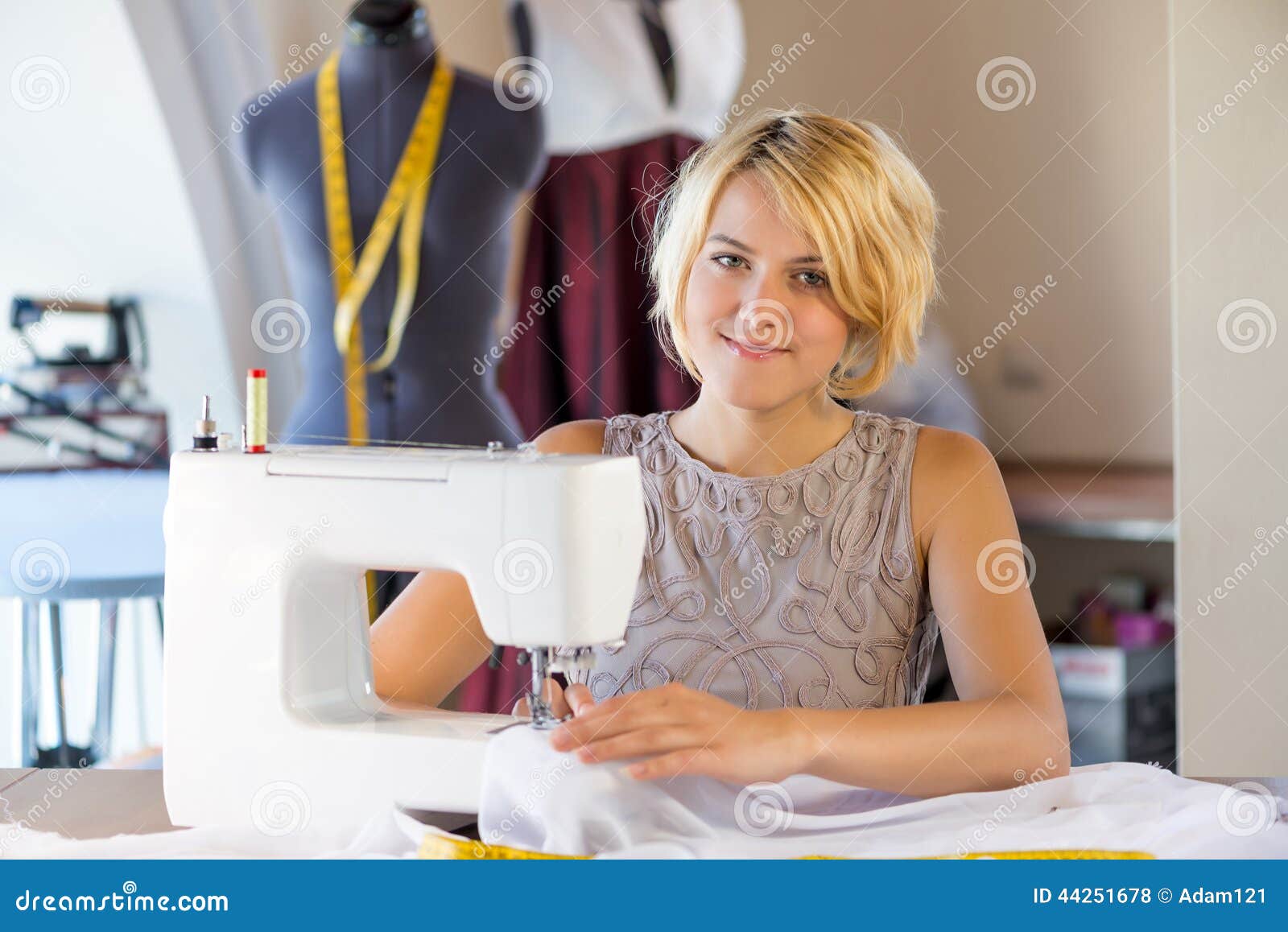 Seamstress at work stock photo. Image of designing, hobby - 44251678