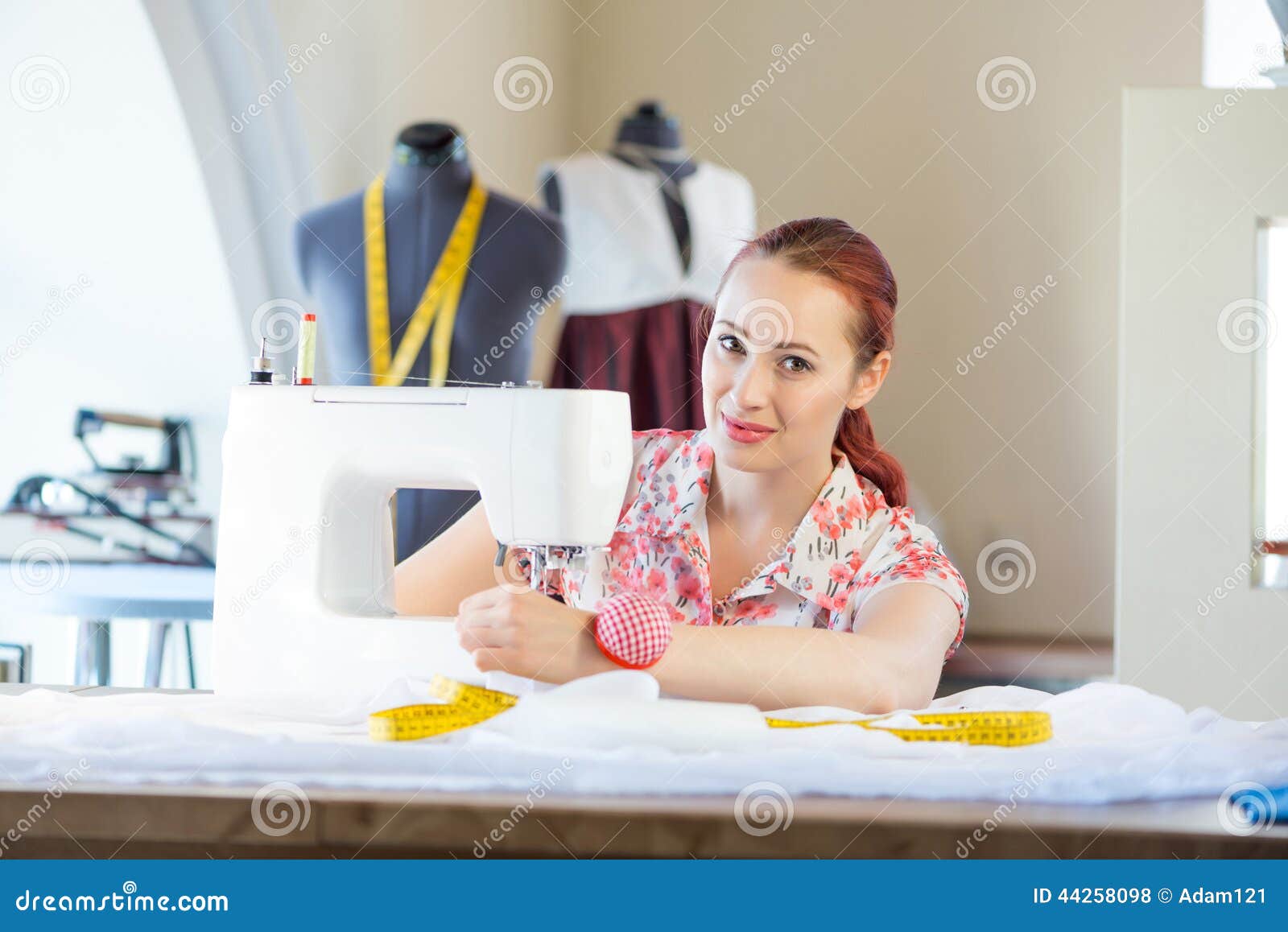 Seamstress at work stock photo. Image of material, needlecraft - 44258098