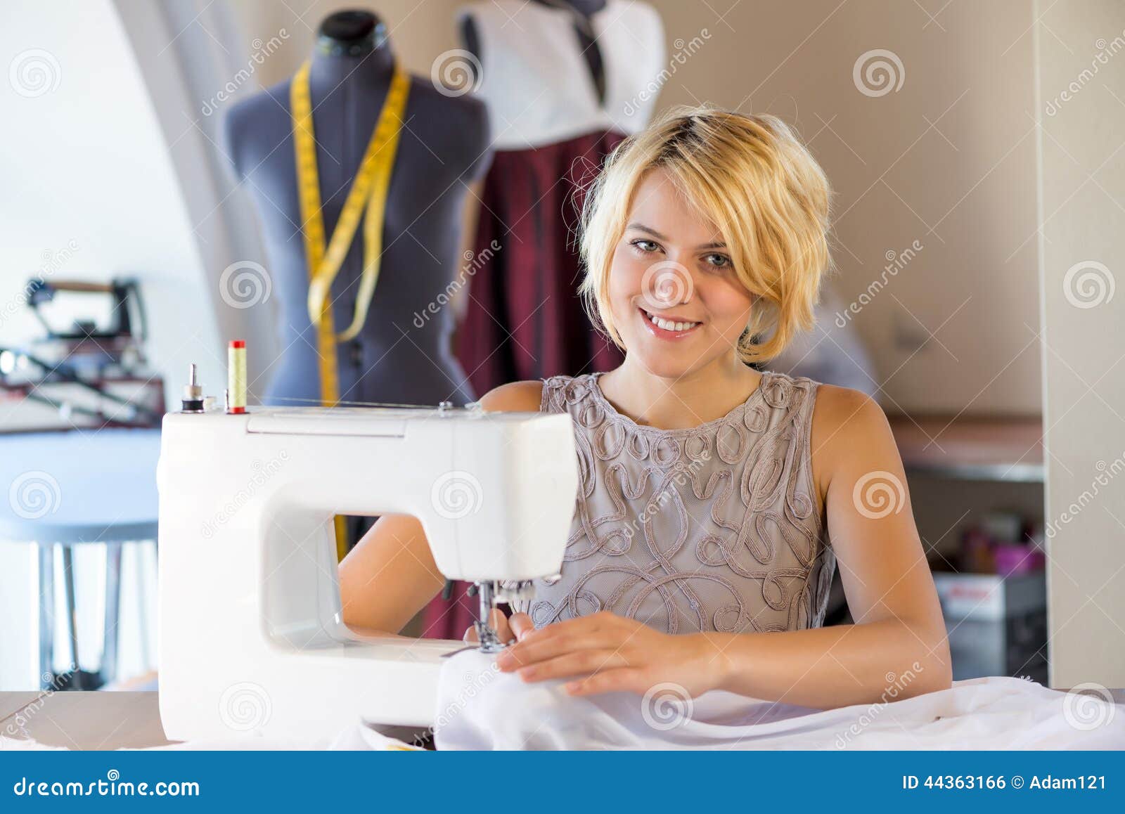 Seamstress at work stock photo. Image of material, adult - 44363166