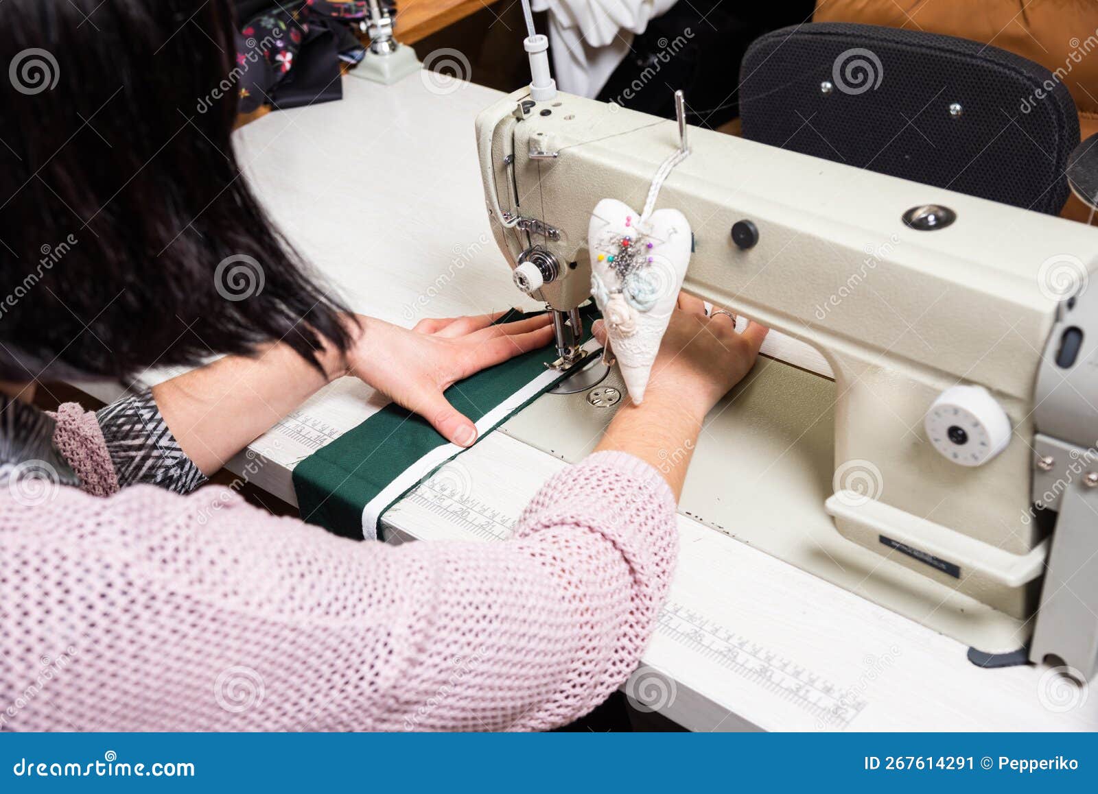 Seamstress Works in the Tailoring Workshop Stock Image - Image of ...