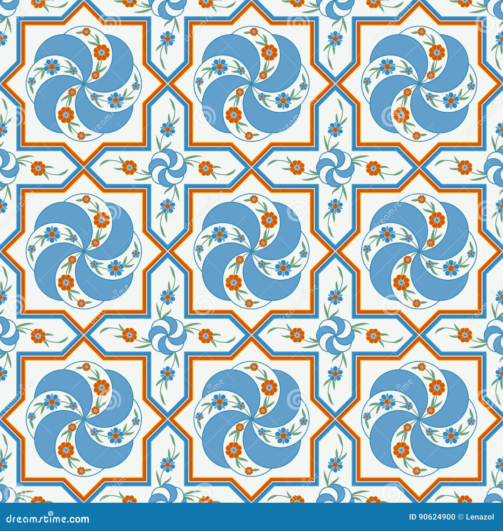 Seanless Vector Traditional Colorful Floral Arabic Pattern Design Stock ...