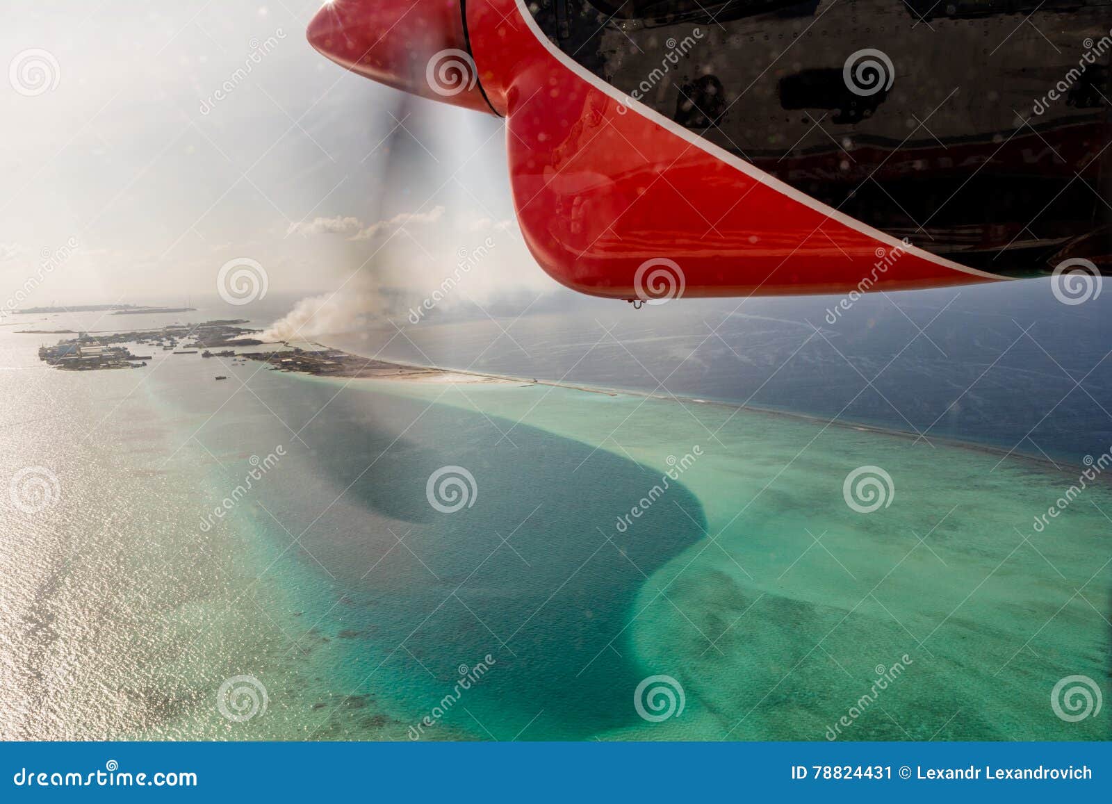 Seaplane Engine View Above Ocean Stock Image - Image of pilot, flight ...