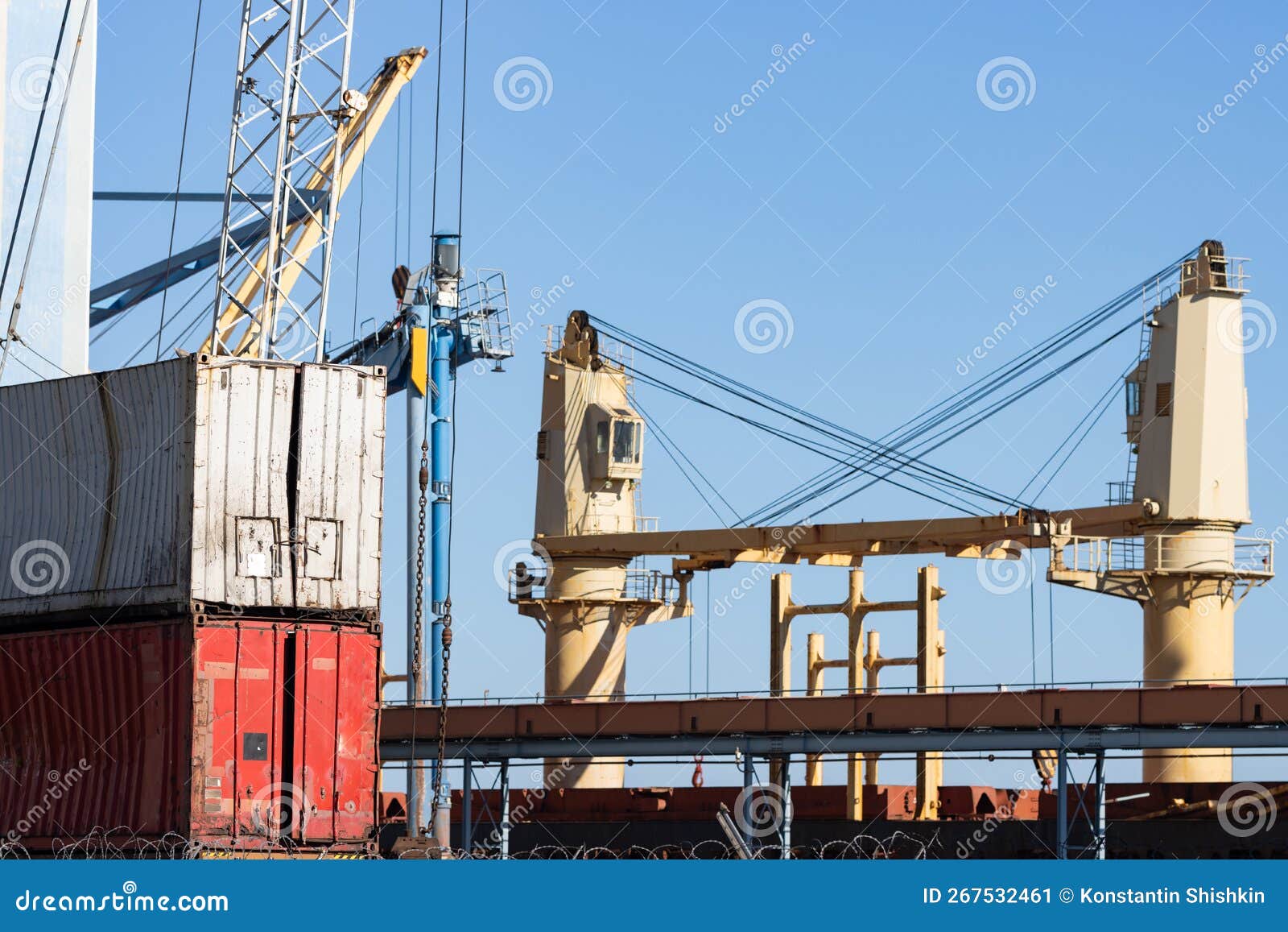 Seaport and Cargo Containers Under the Blue Sky Stock Image - Image of ...