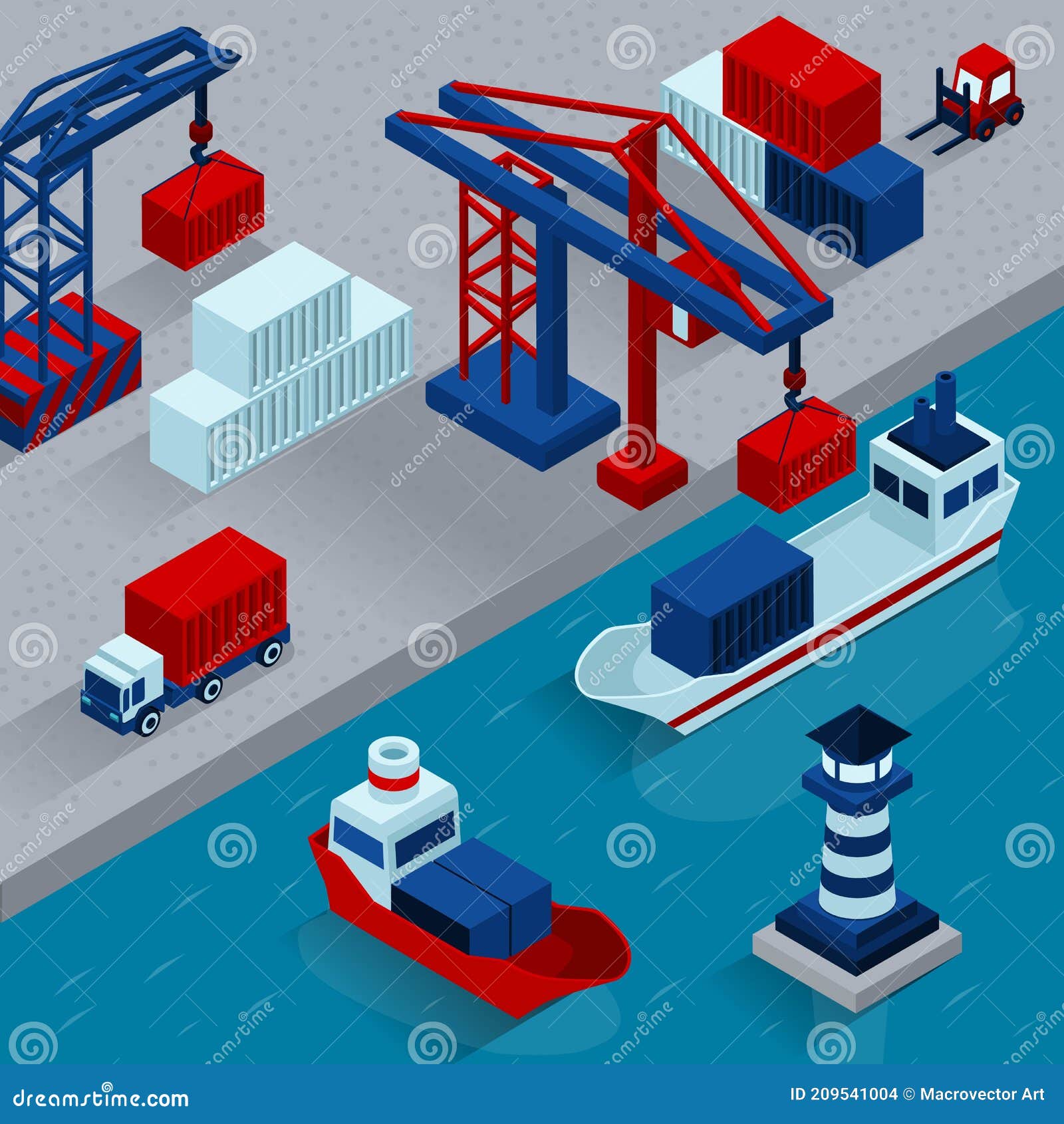 Seaport Cargo Loading Isometric Concept Stock Vector - Illustration of ...